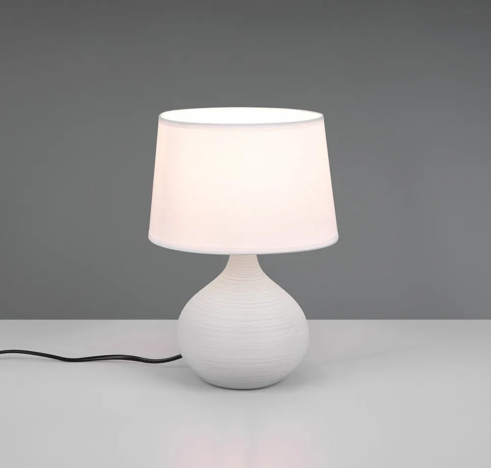 Bílo-hnědá stolní lampa z keramiky a tkaniny Reality Martin, výška 29 cm