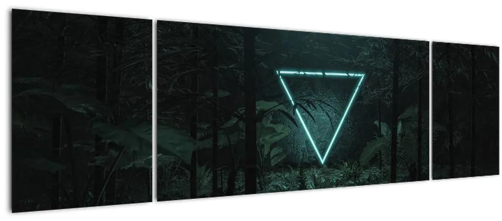 Obraz - Neonový trojúhelník v jungli (170x50 cm)