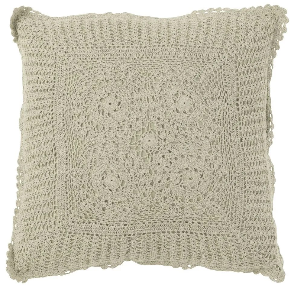 Světle zelený bavlněný polštář s krajkou Lace green - 42*12*42cm