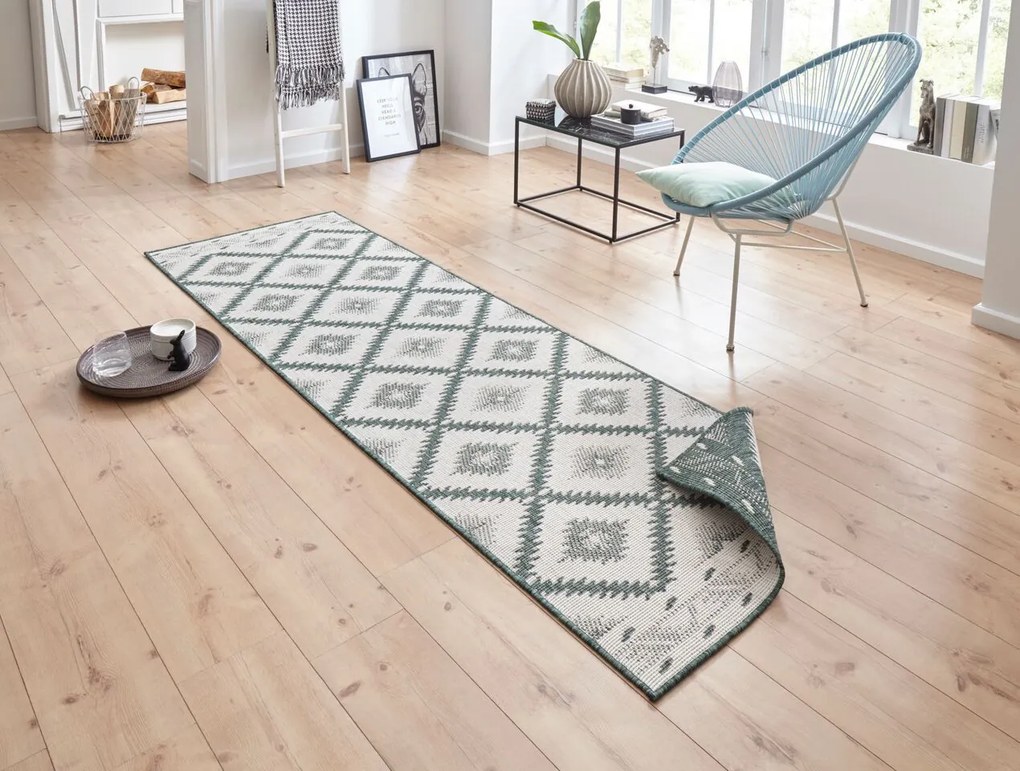 Hanse Home, Kusový koberec Twin Supreme 103431 Malibu green creme – na ven i na doma, 80x350, zelená, chodba / předsíň