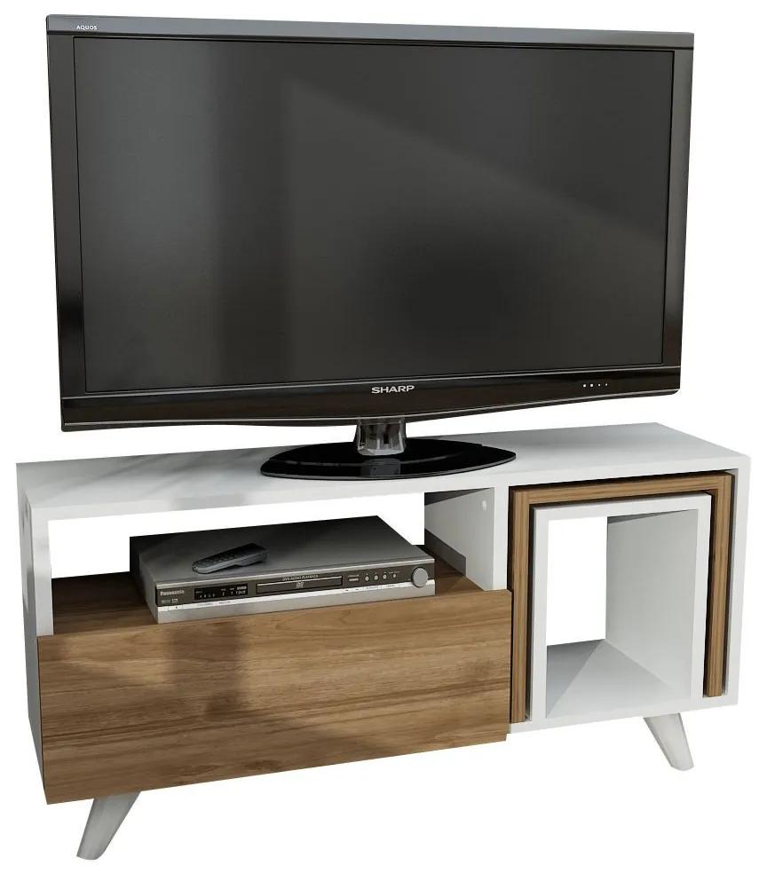 TV stolek NOVELLA K2 se stolkem 90 cm bílý/ořech