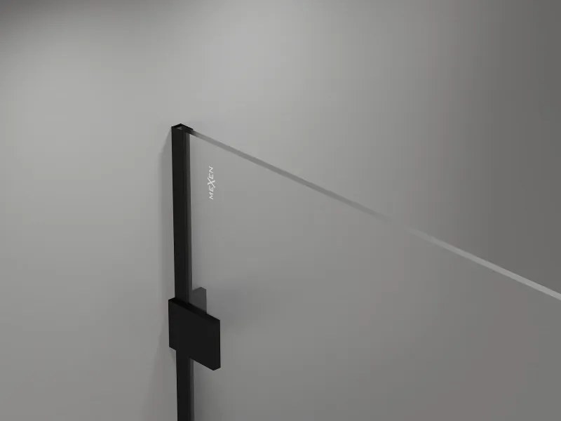 Mexen Lunar sprchová stěna levá 110 x 200 cm, 8mm čiré sklo, černá matná, 830-110-000-70-00-L