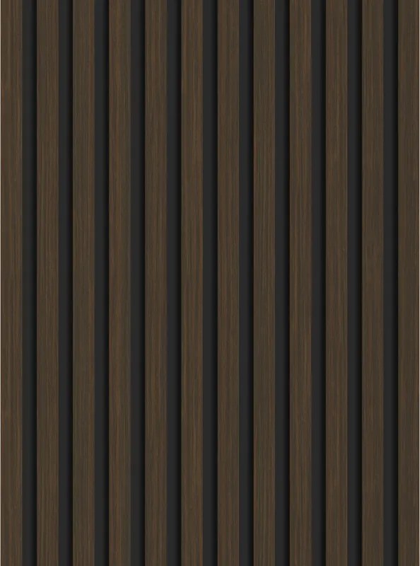 Mexen Lam-B, akustické stěnové lamely 275 × 30 cm, HDF deska 4 mm, technická dýha, ořech pálený, S100-275307-3015-024