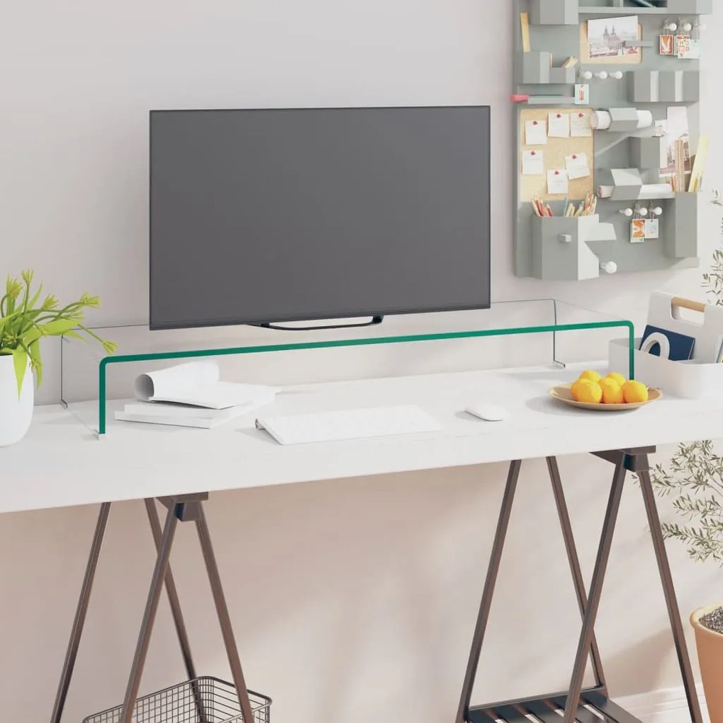 TV stolek / podstavec na monitor čiré sklo 100x30x13 cm 244131