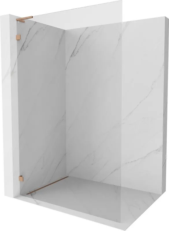 Mexen Lunar L sprchová stěna levá 80 x 200 cm, 8mm čiré sklo, měděná matná, 830L-080-000-65-00-L