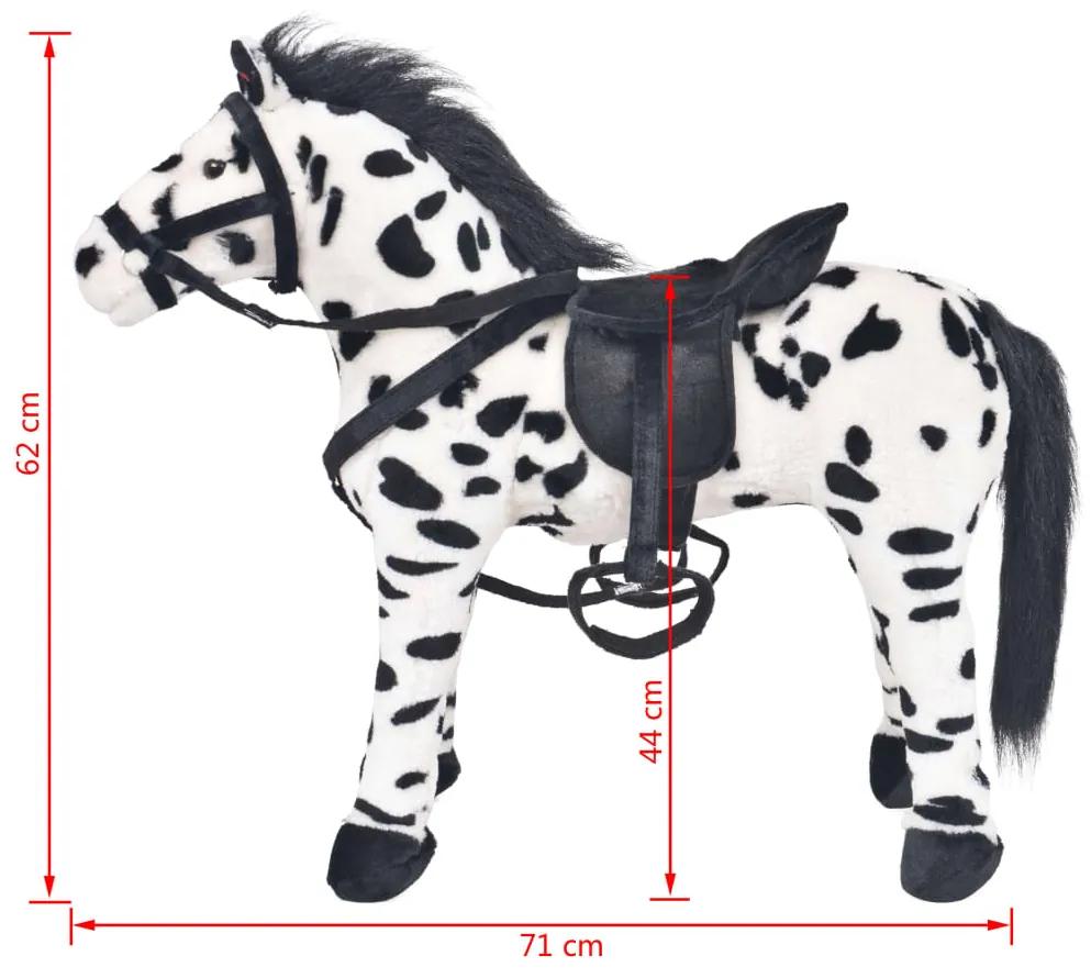 vidaXL Stojící plyšová hračka kůň černý a bílý XXL