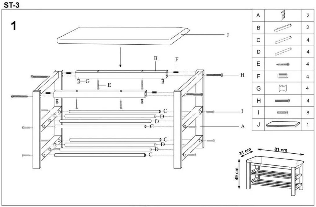 ST11 stojan na boty přírodní / černý