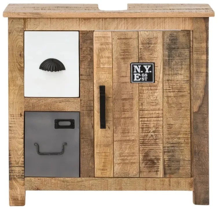 furniture-nabytek.cz - Masivní umyvadlová skříňka Padma z mangového dřeva, lakovaná, vícebarevná – 68×30×63 cm