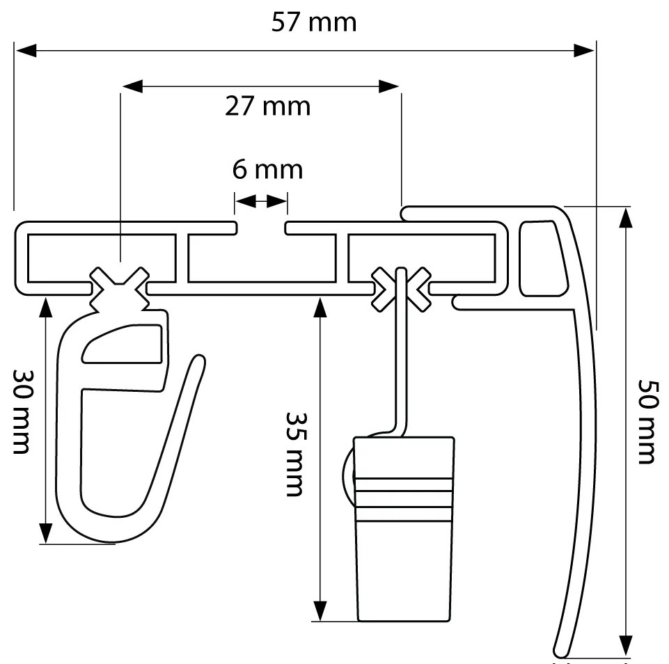 Dekodum Jednořadá hliníková stropní kolejnicová garnýž s krytem bílá 150 cm