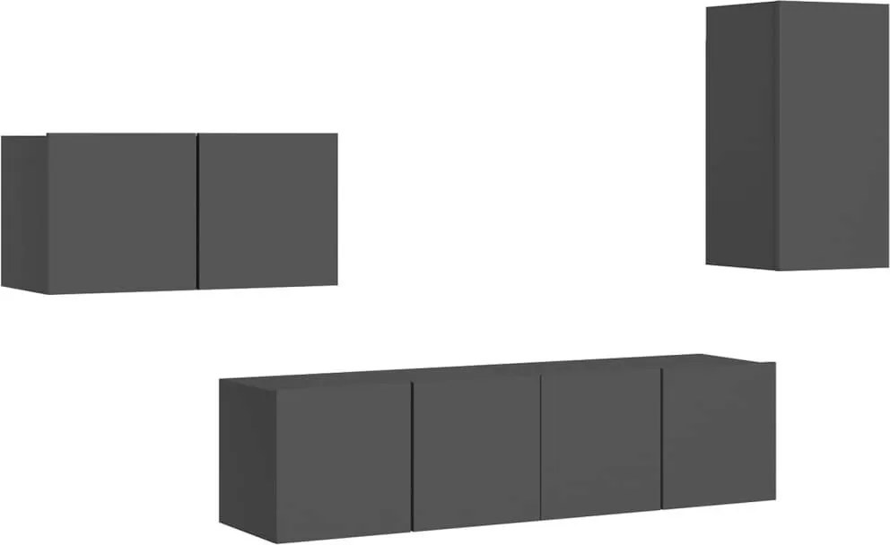 vidaXL 4dílný set TV skříněk dřevotříska [3079097] Barva: Bílá
