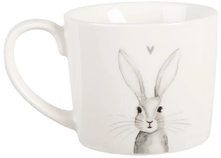 Bílý porcelánový hrneček s motivem zajíčka Rustic Bunny – 275 ml