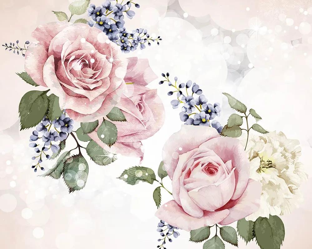 ohpopsi Fototapeta růže - Roses And Sparkles 300x240 cm