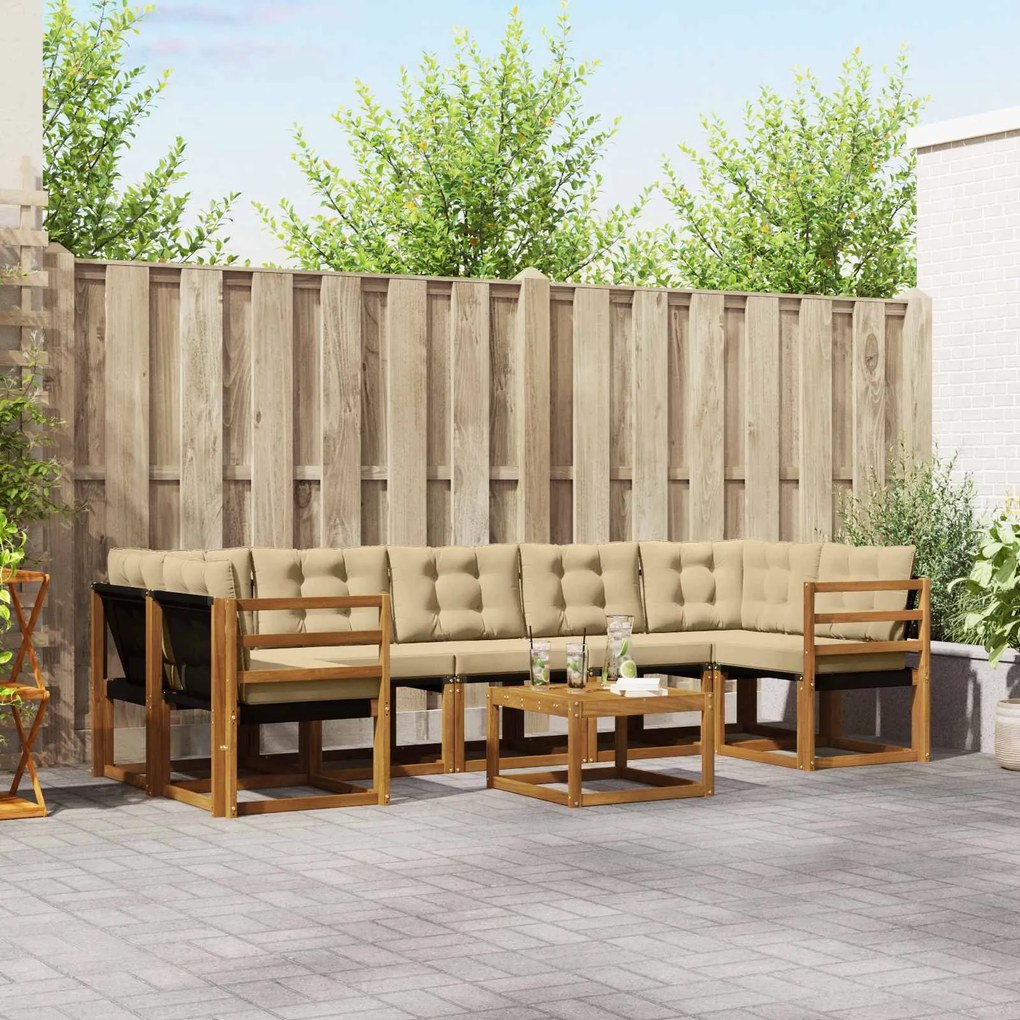 Venkovní pohovková souprava 8 ks Přirozená a Béžová 3368488