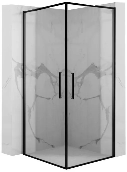 Rea Abra Matte, 2-křídlový sprchový kout 90 (dveře) x 90 (dveře) x 195 cm, 6mm čiré sklo, černý profil, REA-K5502