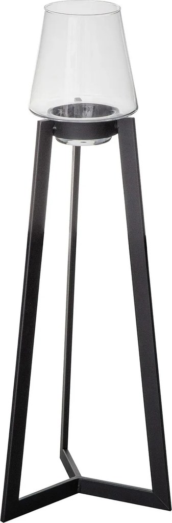 Malý svícen Loft Glow se skleněným krytem 27x27x86 cm