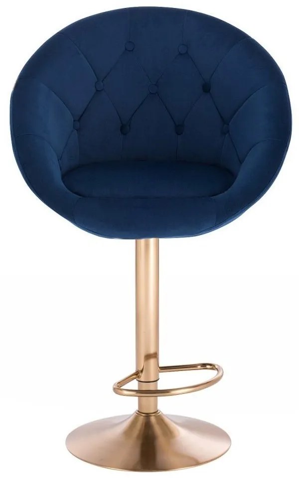 LuxuryForm Barová židle VERA VELUR na zlatém talíři - modrá