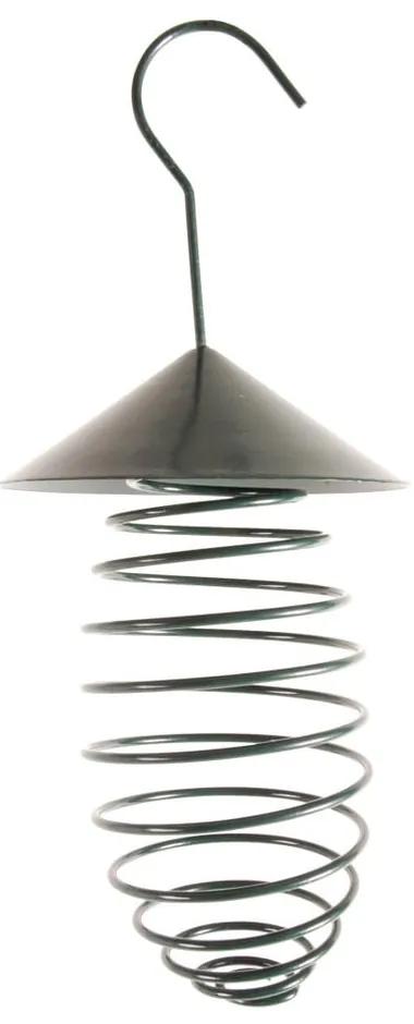Tmavě zelené kovové krmítko se střechou Esschert Design, ⌀ 10,8 cm