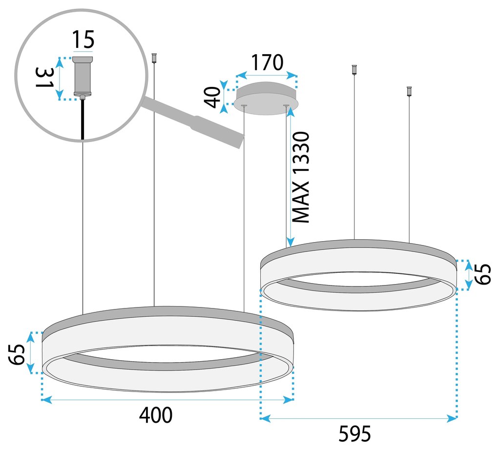 Toolight Závěsné LED osvětlení E35 LHJ048-CP2 zlaté