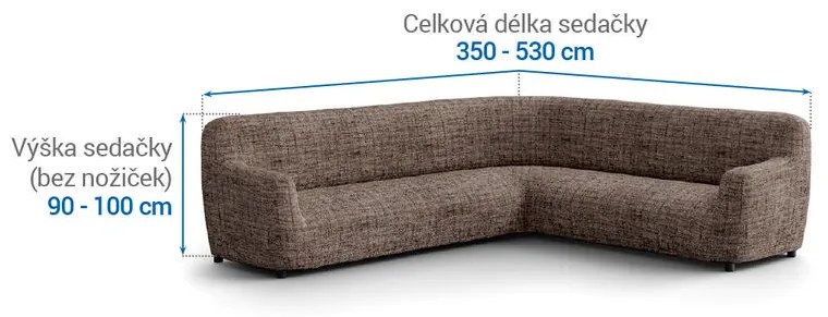 Bielastické potahy VITTORIA hnědá rohová sedačka (š. 350 - 530 cm)