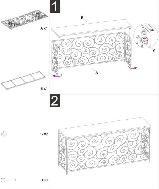 Designová konzola Fareeda 120 cm zlatá