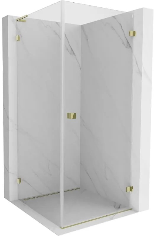 Mexen Lunar-B L výklopný sprchový kout pravý 70 x 70 cm, čiré sklo, zlatá lesklá, 832L-070-070-50-00-P