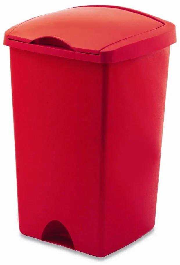 Červený odpadkový koš s víkem Addis Lift, 50 l
