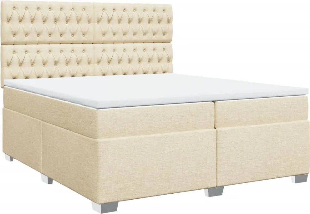 Box spring postel s matrací krémová 200x200 cm textil 3290607