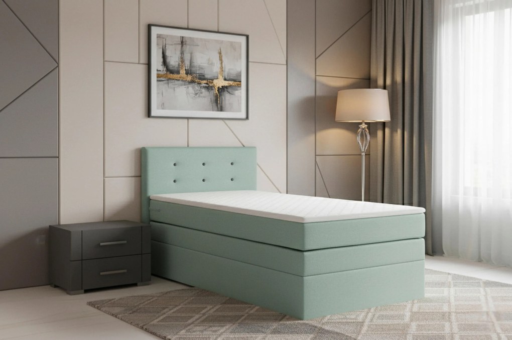 XXXLutz POSTEL BOXSPRING, 90/200 cm, mátově zelená MID.YOU - Postele s úložným prostorem - 000044003403
