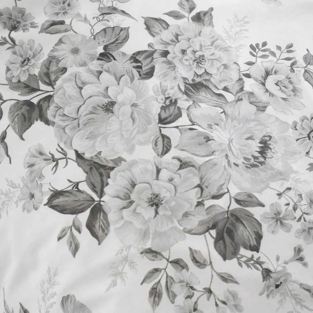 Šedé povlečení na dvoulůžko/prodloužené 230x220 cm Elinda Floral – Catherine Lansfield