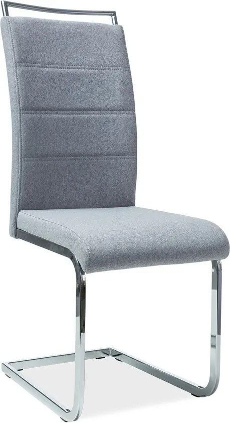 Jídelní židle čalouněná látkou v šedé barvě na kovové konstrukci KN915
