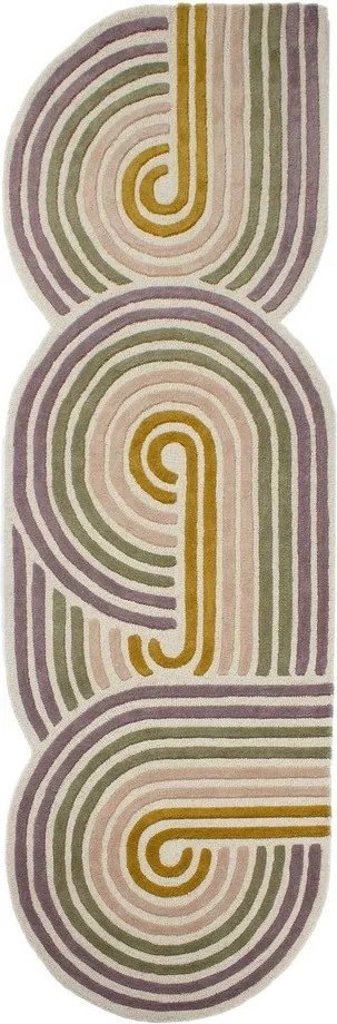 Zelený ručně tkaný vlněný běhoun 80x300 cm Spiral Shaped – Flair Rugs