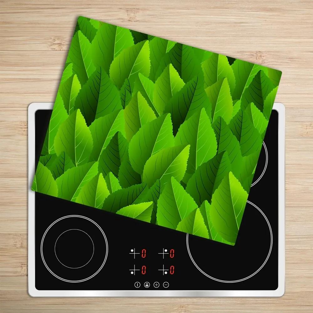 Skleněné deska do kuchyně Zelené listy