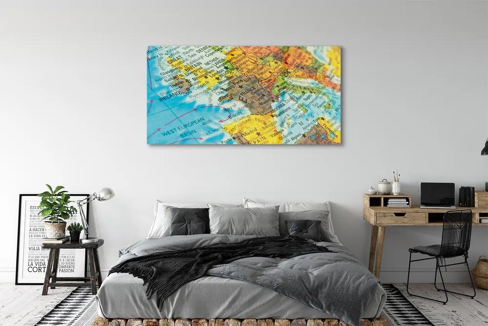 akrylový obraz zeměkoule mapa 140x70 cm