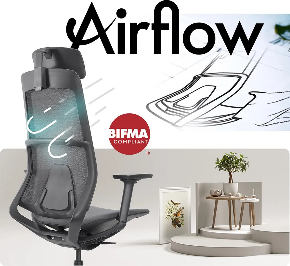 Ergonomická síťovaná kancelářská židle MOSH Airflow 406 – béžová