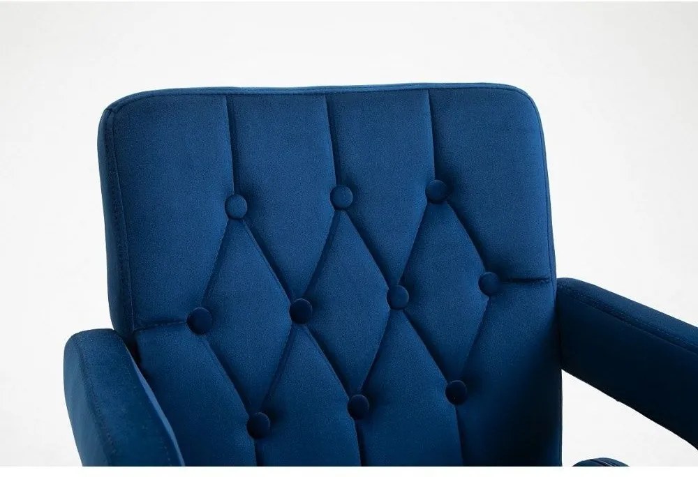 LuxuryForm DESIGN Barová židle BOSTON VELUR na stříbrné kulaté podstavě - modrá