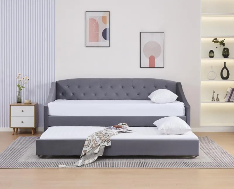 Rozkládací postel 90x200, šedá, ALODA Kondela 0000399617