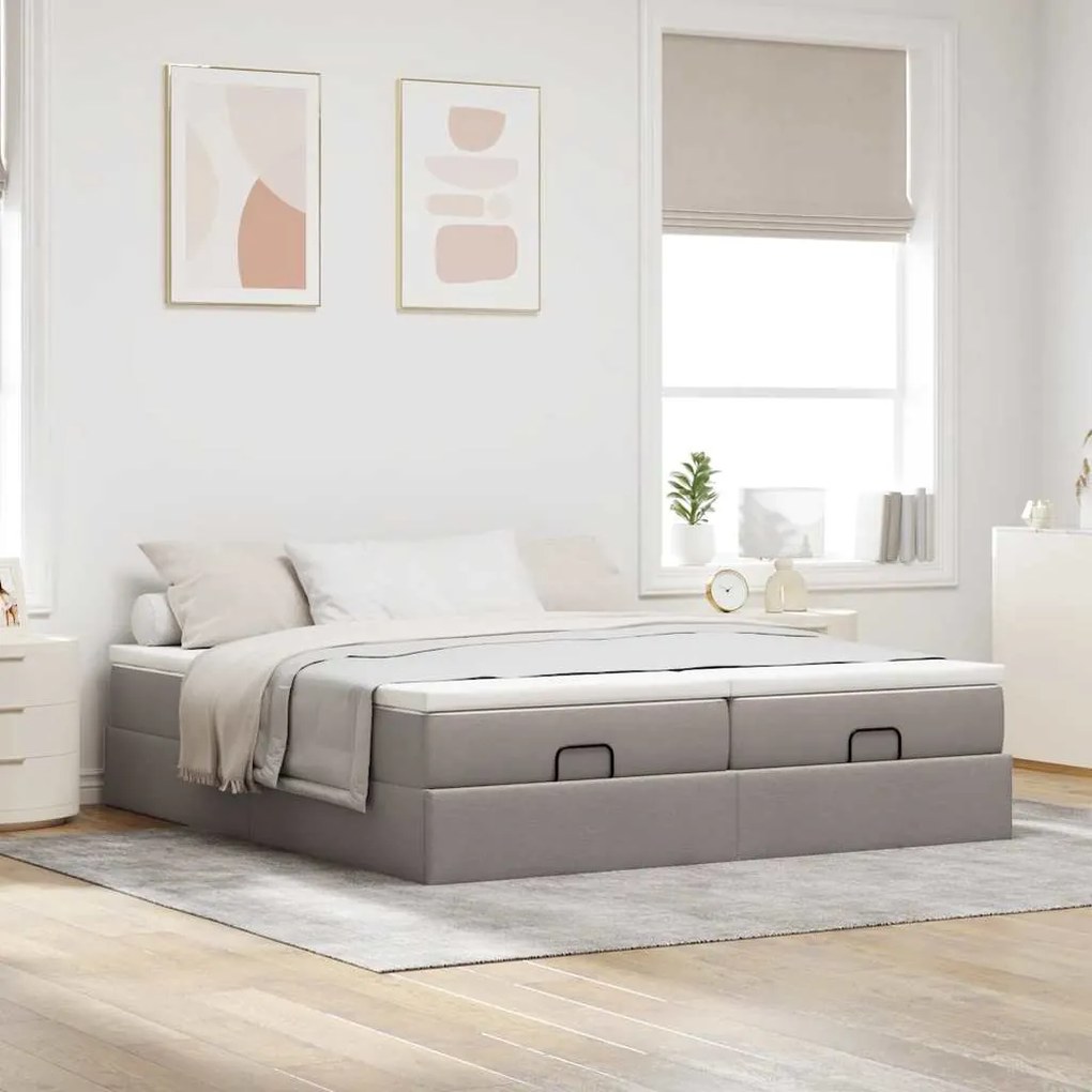 Osmanský rám postele s matrací taupe 160x200cm textil 3311238