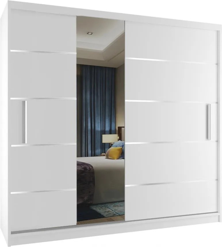 Bílá šatní skříň s posuvnými dveřmi 200 cm Dary