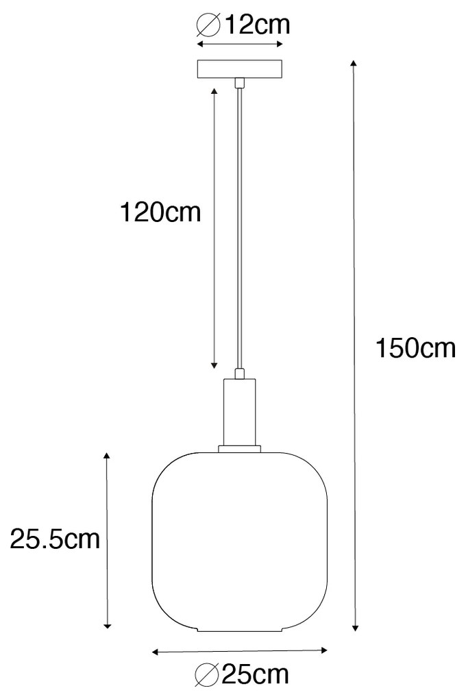 Designové závěsné svítidlo černé s mosazí a jantarovým sklem - Zuzanna