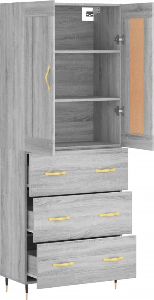 Skříň highboard šedá sonoma 69,5 x 34 x 180 cm kompozitní dřevo 3199735