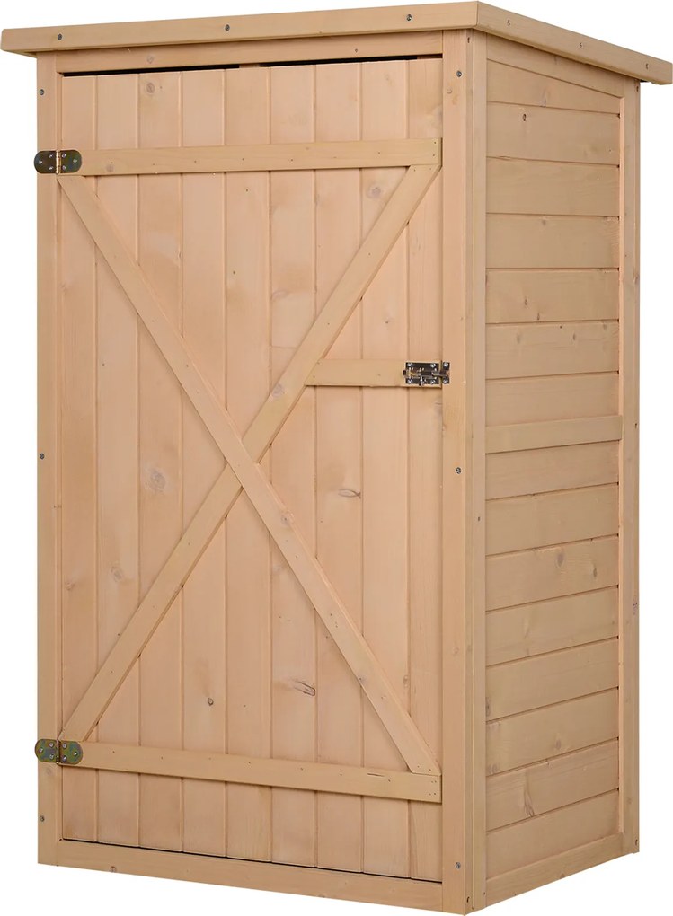 Outsunny zahradní kůlna na nářadí s policemi kůlna na nářadí zahradní kůlna z přírodního dřeva 75 x 56 x115 cm | Aosom