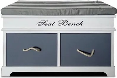 Dřevěná lavice s polštářem SEAT BENCH 2 NEW, šedá, bílá