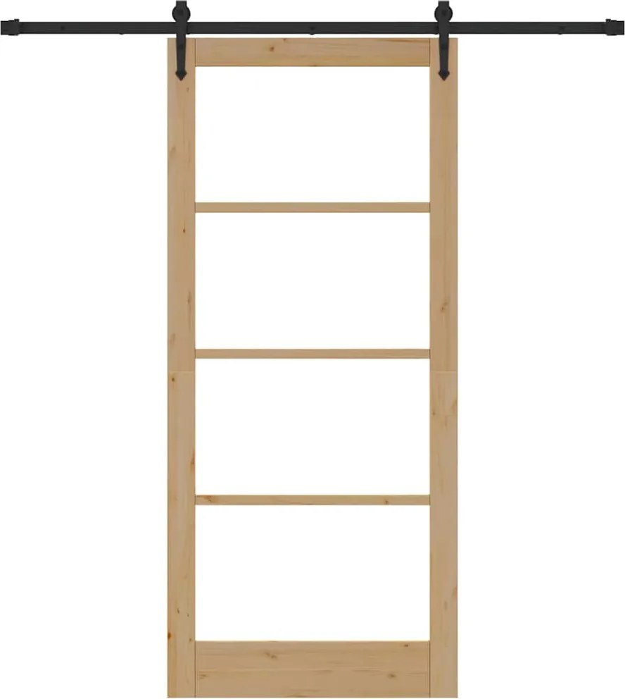 Posuvné dveře 93 x 211 cm Masivní borové dřevo a sklo 3332401