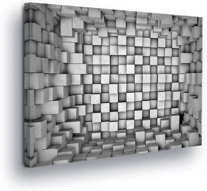 GLIX Obraz na plátně - Šedá Stěna Kostky v 3D 80x60 cm