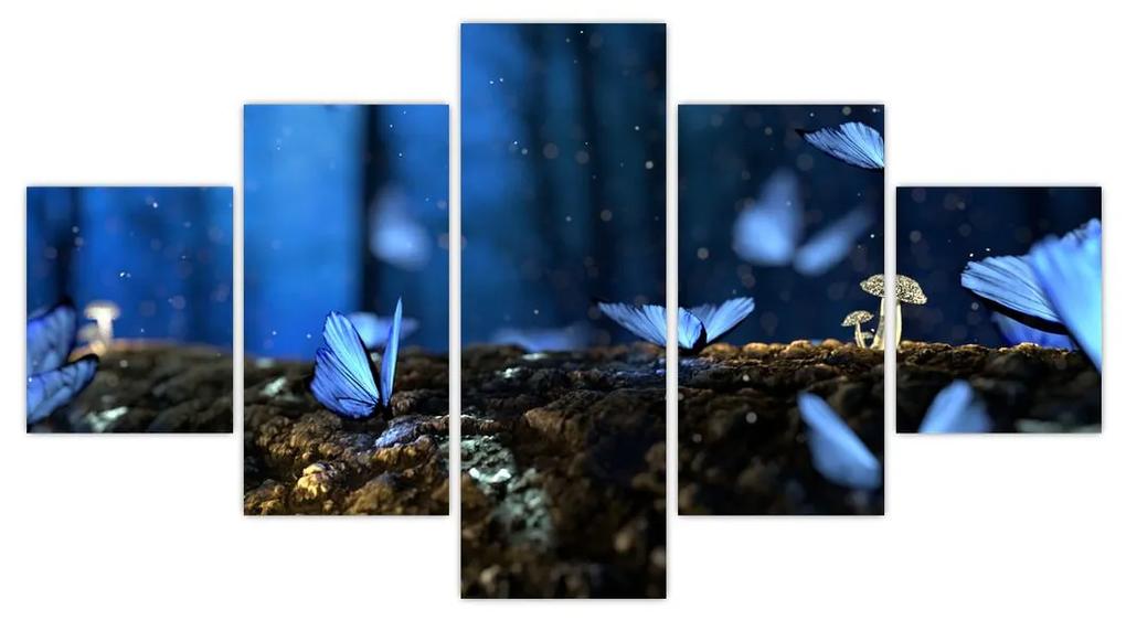 Obraz modrých motýlů (125x70 cm)