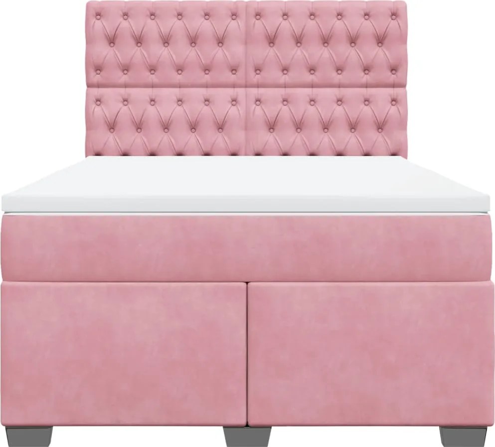 Box spring postel s matrací růžová 160x200 cm samet 3290965