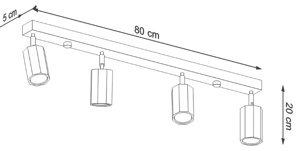 Bodové svítidlo Zeke, 4x dřevěné stínítko, (možnost polohování)