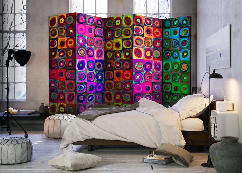 Paraván barevná abstrakce fialová Velikost: 225x172 cm