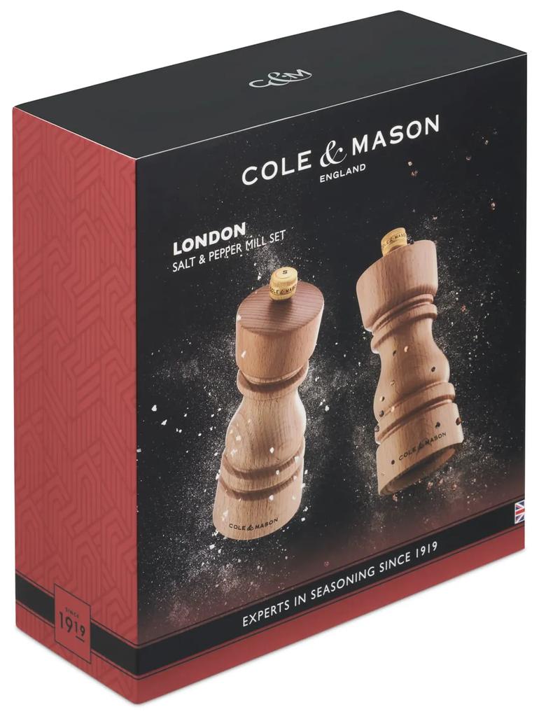 Cole&Mason Sada mlýnků na sůl a pepř London přírodní buk 13 cm