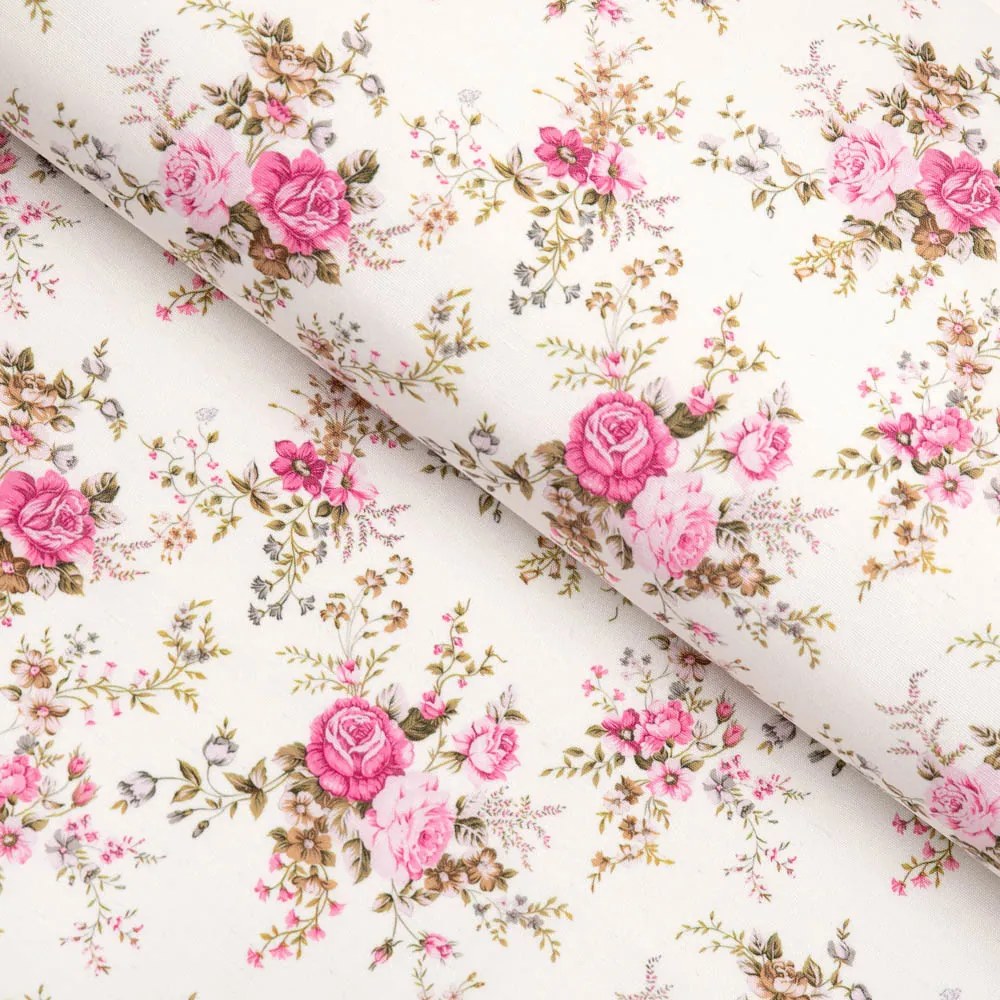 Biante Dekorační oválný ubrus PML-107 Růžové růžičky na bílém 80x120 cm